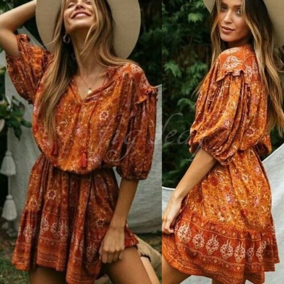 Shop Fig | Dresses | Last Boho Floral Print Cotton Gypsy Summer Dress ...